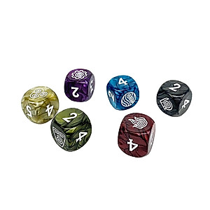 Magpie Games Dice Pack - Avatar Legends: The Roleplaying Game, 12 Six-Sided Dice Set, Engraved with Bending & Training Symbols, Pearlescent Colors, RPG Tabletop Accessory