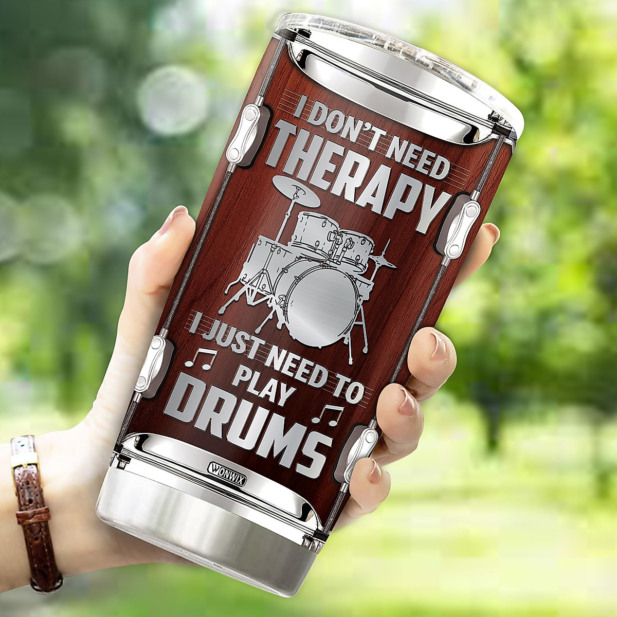 WONWIX Drummer Gifts for Men Women Thermos Tumbler Drum Coffee Travel Mug Cup Water Bottle Gift for Him Her Husband Dad Drummers Musician Birthday Christmas 20oz Stainless Steel Insulated