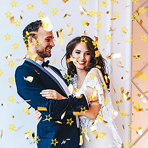 Teaaha Gold Star Confetti - Metallic Foil Star Sequins for Party Decoration - Birthday, Baby Shower, Wedding (45g 1.6oz)