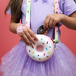 CONTRACONTACT Sweet Kids Purse Donut Bag in Boxes as Gift, Donuts Purses as Kids Toys for Age 3 4 5 Year Old, Doughnut Crossbody as Trendy Stuff (Strawberry)