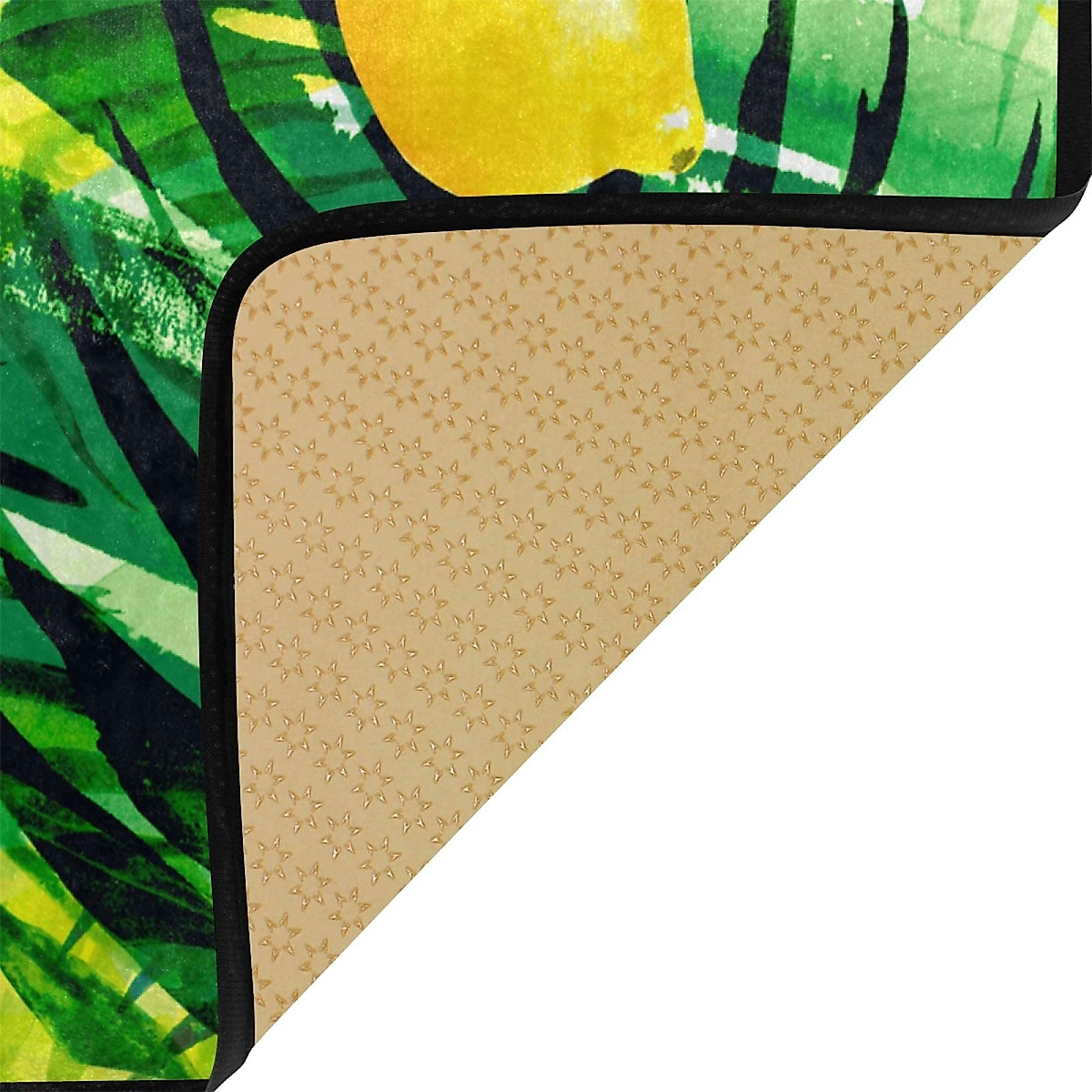 Green Leaves Palms Fruit Citrus Orange Lime Lemon Kitchen Rug Floor Mat Anti Fatigue Kitchen Mats 39 x 20 in Non Slip Absorbent Cushion Comfort Standing Mat Carpet for Home Decor