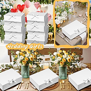 WLUSEAXI 12Pack Gift Boxes, 10x10x4 Inches Bridesmaid Proposal Box, White Boxes for Gifts, Paper Gift Box with Ribbon for Presents, Wedding, Bridal Shower, Baby Shower, Birthday Party, Graduation
