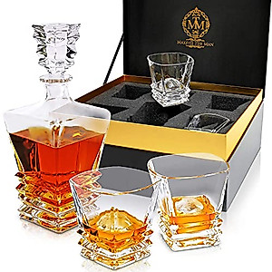 27oz Whiskey Decanter Set & Glass Set – Premium Crystal Liquor Decanter for Scotch, Bourbon, Whisky, Cognac, Tequila – Luxurious Glass Decanter Sets for Men & Women
