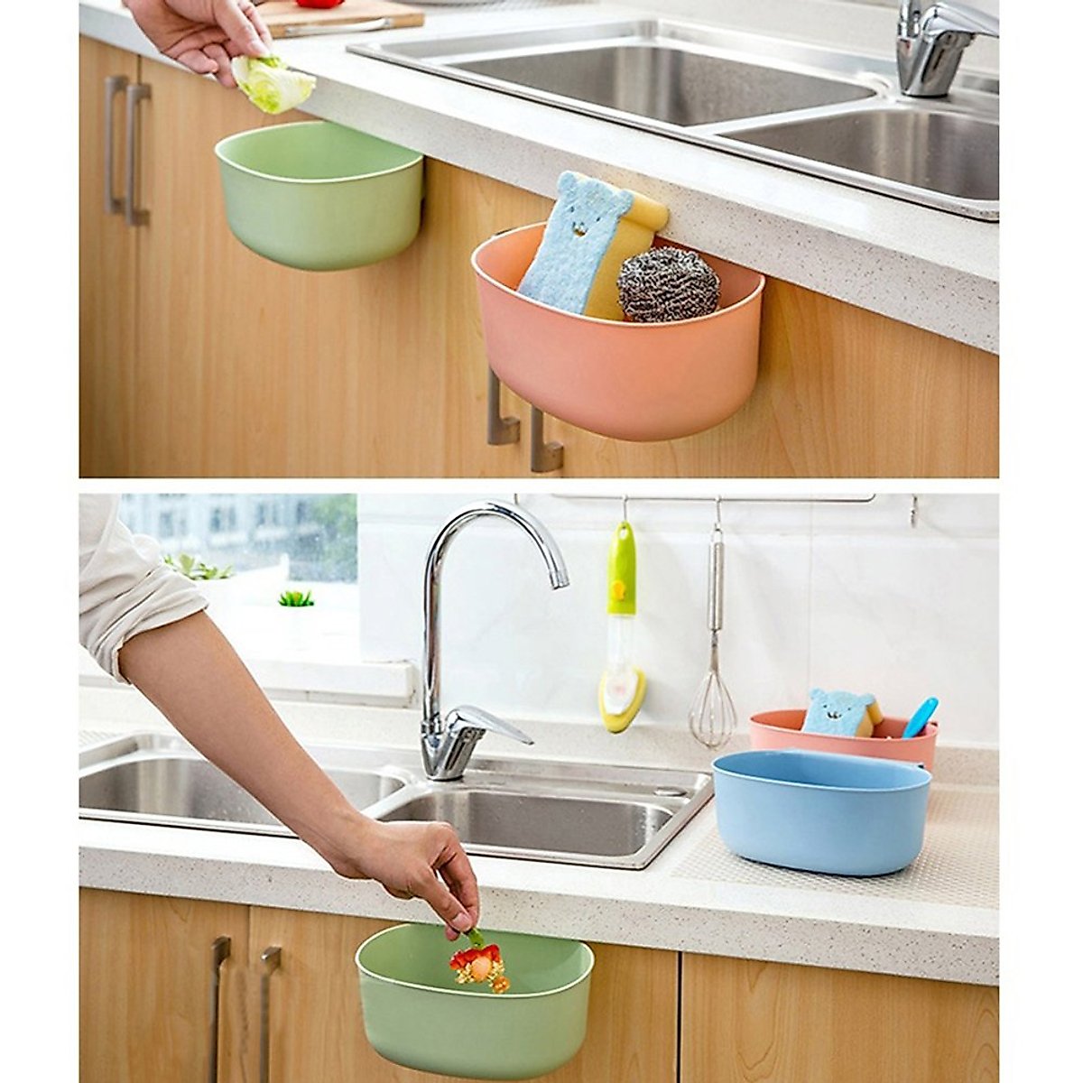 wsloftyGYd Kitchen Cabinet Hanging Garbage Waste Bin Can Trash Barrel Storage Container