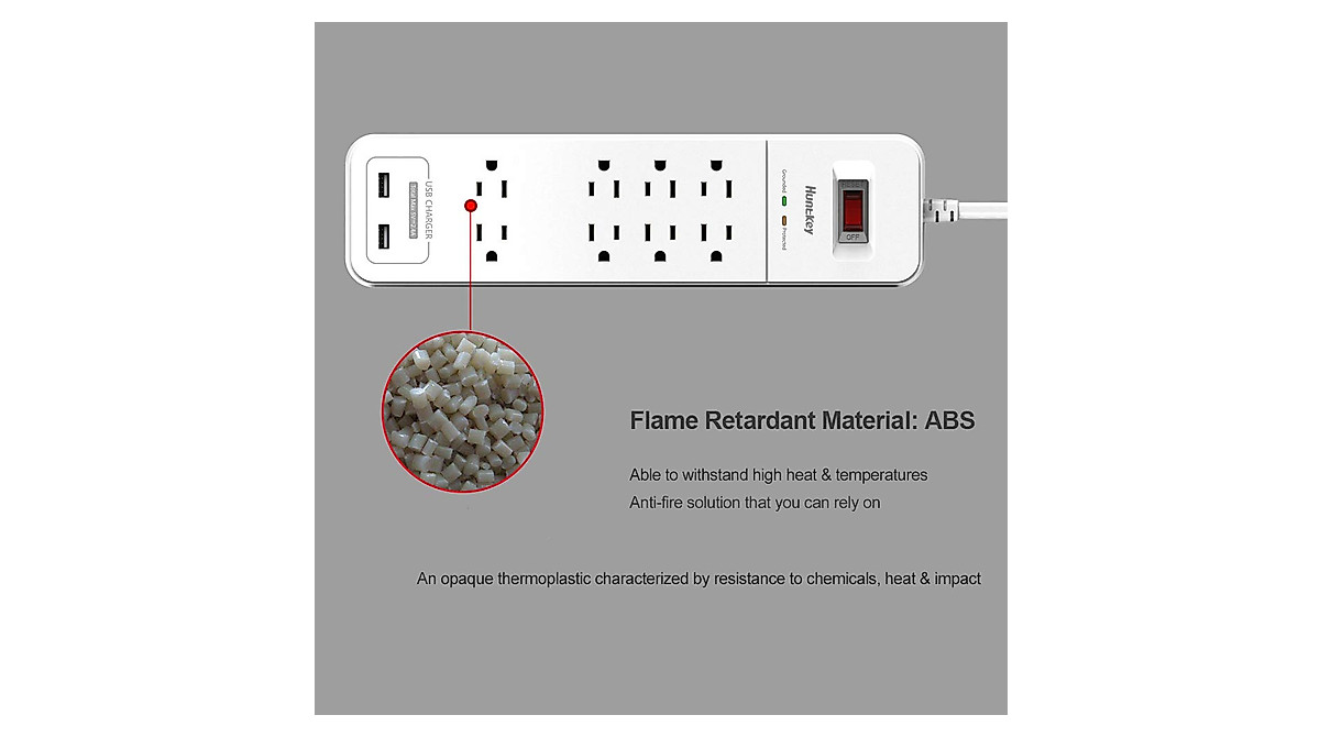 Huntkey Power Strip: 12 Outlets, 3 USB, 4000J Surge Protection