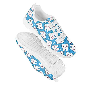 Dremagia Cute Teeth Print Women’s Running Tennis Shoes Lightweight Casual Walking Sneakers