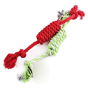 shlutesoy Pet Chew Toys,Dog Toy Cotton Braided Bone Rope Chew Knotted Tied Random Color