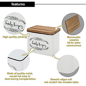 NIKKY HOME 4x6 Kitchen Metal Family Recipe Organization Box with 24 Cards and 8 Dividers, White