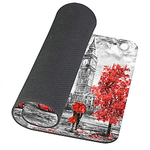 Amcove Gaming Mousepad Oil Painting Mouse pad, Street View of London Mouse pad Non-Slip Rubber Rectangle Mouse Pads for Computers Laptop
