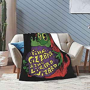 King Music Gizzard and Lizard and Wizard Comfortable and Warm Super Soft Blanket for Home Decoration Anti-Fleece Flannel Blanket, Suitable for Adults and Children 50"x40"