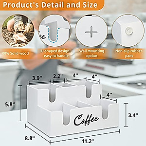 Disposable Coffee Cup Dispenser Lid Holder for Counter, Wood 6 Compartments Coffee Station Organizer for Cup Lid Sleeve Pods Condiment, Paper Cup Dispenser Coffee Bar Accessories Storage Organizer