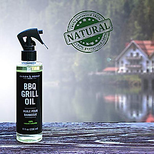 CARON & DOUCET - BBQ Grill Cleaner Oil | 100% Plant-Based & Vegan | Best for Cleaning Barbeque Grills & Grates | Use with Wooden Scrapers, Brushes, Accessories & Tools | Great Gift for Dad! (8oz)