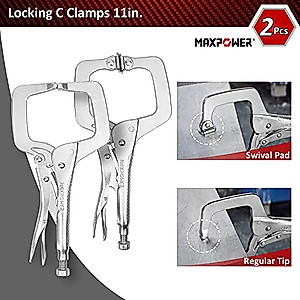 MAXPOWER 15-pieces Locking Pliers with C-clamps Set, Long Nose Pliers, Pinch Off Pliers, Sheet Metal Clamp, U Shaped Pliers with Tool Bag for Storage