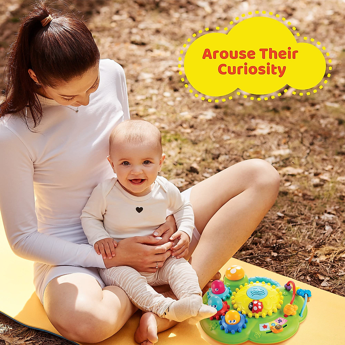 KiddoLab Activity Center Fun Ride Garden - Press & Play Sensory Toy with Sounds Effects & Music - Baby Learning Toys with Pop Up Lights & Gears - Birthday Gift for Babies Ages 6 Months Old & Up