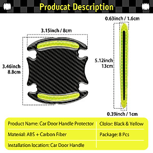 8 Pieces Reflective Car Sticker Set Car Door Bowl Reflective Warning Sticker Car Door Handle Protection Sticker Car Side Reflective Sticker and Car Handle Paint Scratch Film for Car Safety