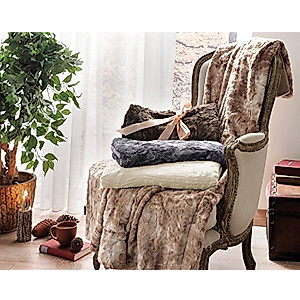 Brielle Faux Fur Oversized Throw, 50" by 70", Tundra Swan Dark Brown (807000148165)