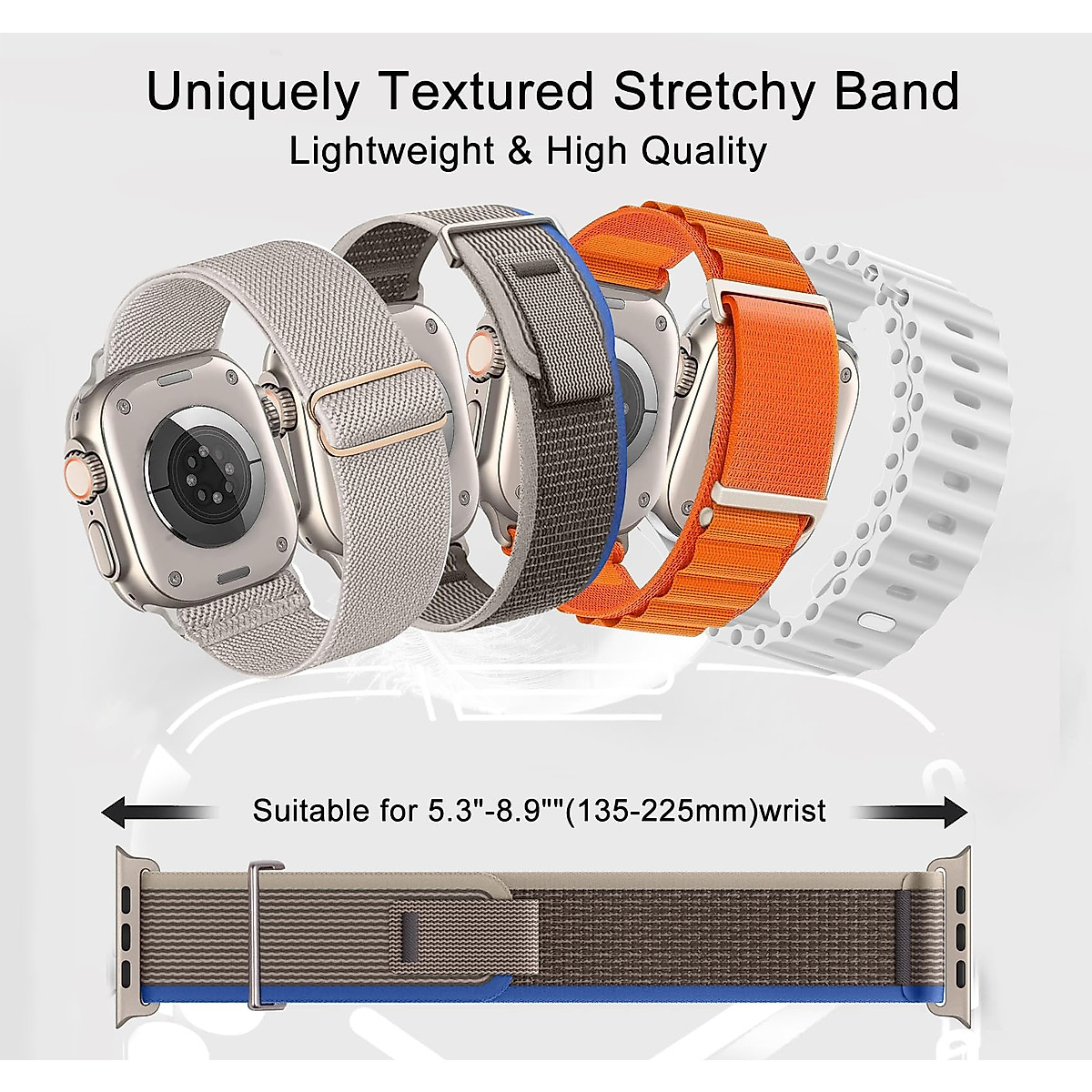 omee 8 Pack Compatible with Apple-Watch-Ultra-Band 49mm 45mm 44mm 42mm for Men Women,Breathable Trail Loop+Alpine Loop+Ocean Band for Ultra/Ultra 2 iWatch Serie 9 8 7 6 SE 5 4 3 2 1