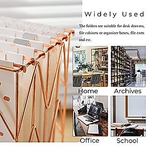 Y YOMA 12 Pack Rose Gold Hanging File Folders Letter Size Decorative File Folder Cute Pretty Hanging Folder Organizer for Filing Cabinet Office Home with 1/5-Cut Adjustable Tabs, 3 Gold Foil Design