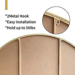 AULESET 48" Round Mirror, Gold Large Circle Wall Mirror Decor for Bedroom, Washrooms, Living Rooms & Entryway