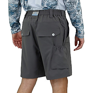Mossy Oak Standard Fishing Shorts for Men Quick Dry Flex, Charcoal, X-Large