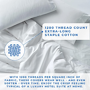 Kotton Culture 100% Egyptian Cotton 3 Piece Premium Duvet Cover Set - 1200 Thread Count - Soft Duvet Cover with Zipper and Corner Ties, and 2 Pillow Shams - Sateen Weave (White, Oversized King)