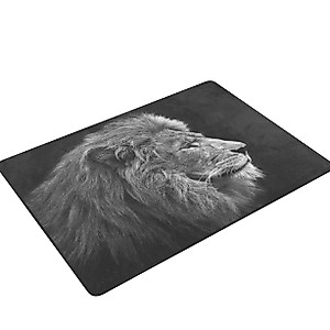 9CH Art Lion Area Rug Head Black Area Rugs Mat for Living Room Bedroom Non Slip Black Floor Rugs Carpet Home Indoor Decoration 7' X 5'