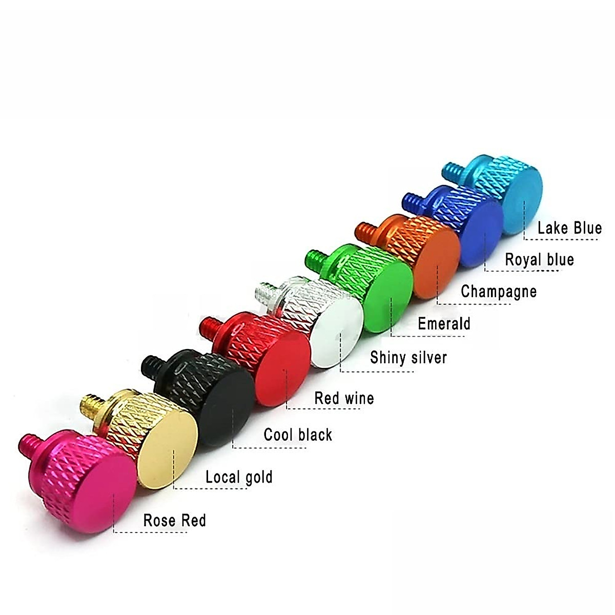 10Pcs 6#-32 * 6mm Aluminum Alloy Computer Chassis Colorful Screws Coarse Teeth 3.5mm Knurled Head Screw Hand Twist Bolt DaJiKan (Color : Local gold)