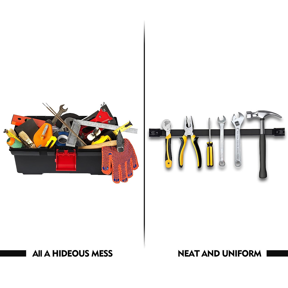 SDLDEER 12" Magnetic Tool Holder, 4 Packs Magnetic Storage Strips Tool Magnet Bar PVC Coated for Garage Tool Organizer Mounted Hanging Strip,Heavy Duty of Magnetic Holder Easy to Install