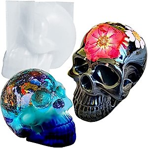 Skull Mold, Funstorm 3D Skull Silicone Molds for Resin, with Exact Detail, Upgraded Skull Epoxy Resin Molds for Candle Making, Resin Casting Art Crafts Home Decor, Outdoor, Holiday Decor