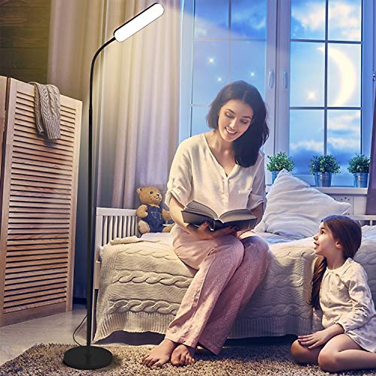 Wio-Mio Led Floor Lamp with 4 Color Temperature and Stepless Dimmer, Remote and Touch Control Floor Lamp, Adjustable Gooseneck Standing Lamp for Living Room