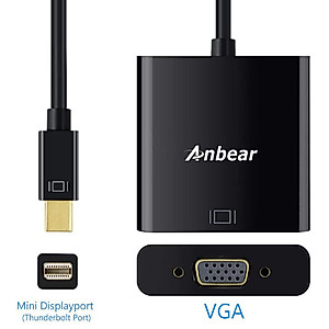 Anbear Mini DisplayPort to VGA Adapter, Mac to VGA Converter (Male to Female) HD 1080p Thunderbolt to VGA Compatible for iMac, Mac Books, Surface and Laptops with Mini Displayport