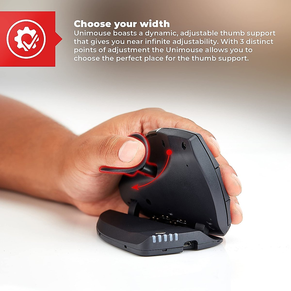 Contour Design Unimouse Right-Hand Mouse Wired - Wired Ergonomic Mouse for Laptop and Desktop Computer Use - Fully Adjustable Mouse - Mac & PC Compatible