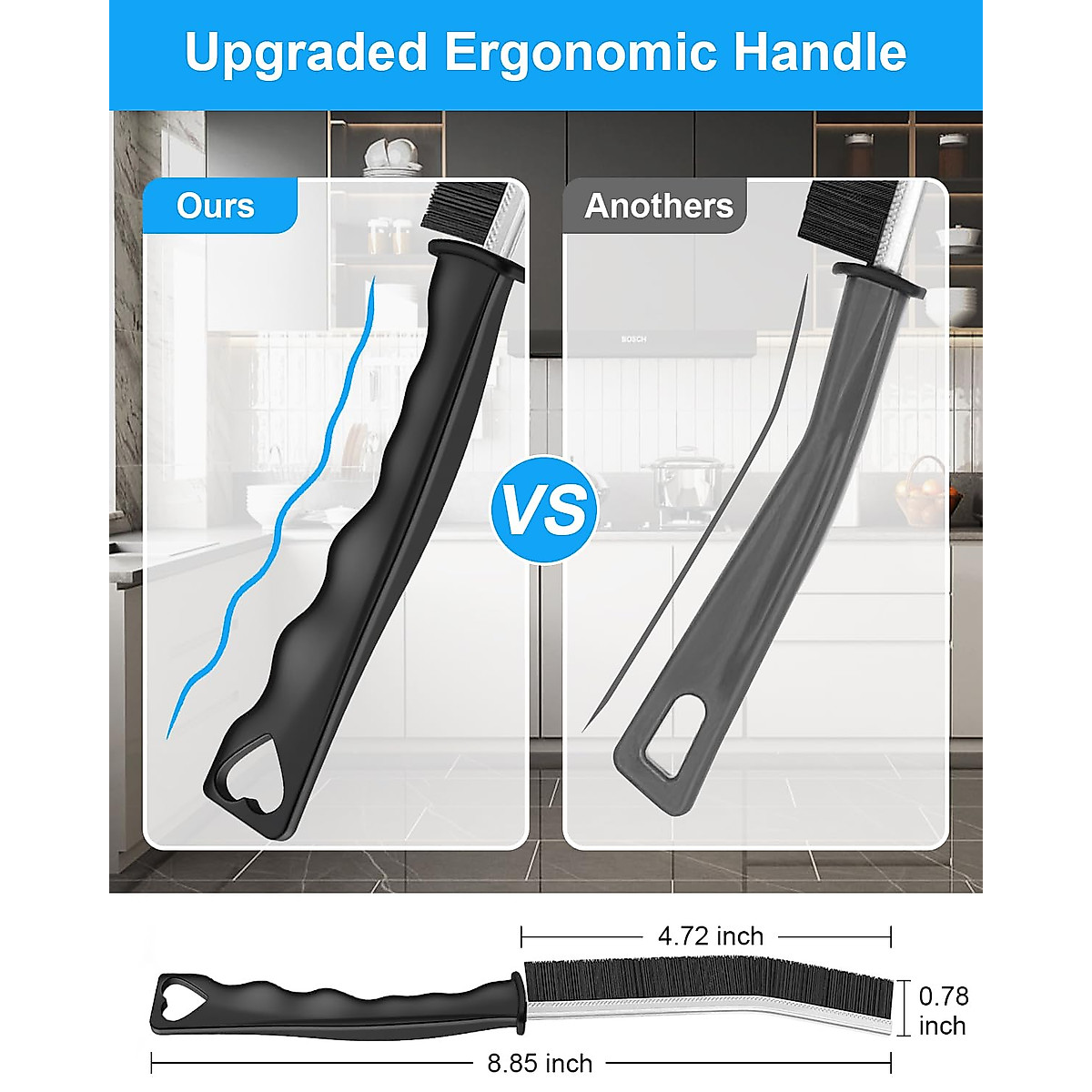 CODOGOY Crevice Cleaning Brush 3 Pack Multifunctional Gap Cleaning Brush Tool Bathroom Gap Brush Grout Cleaner Brush Hard Bristle Crevice Black Cleaning Brush