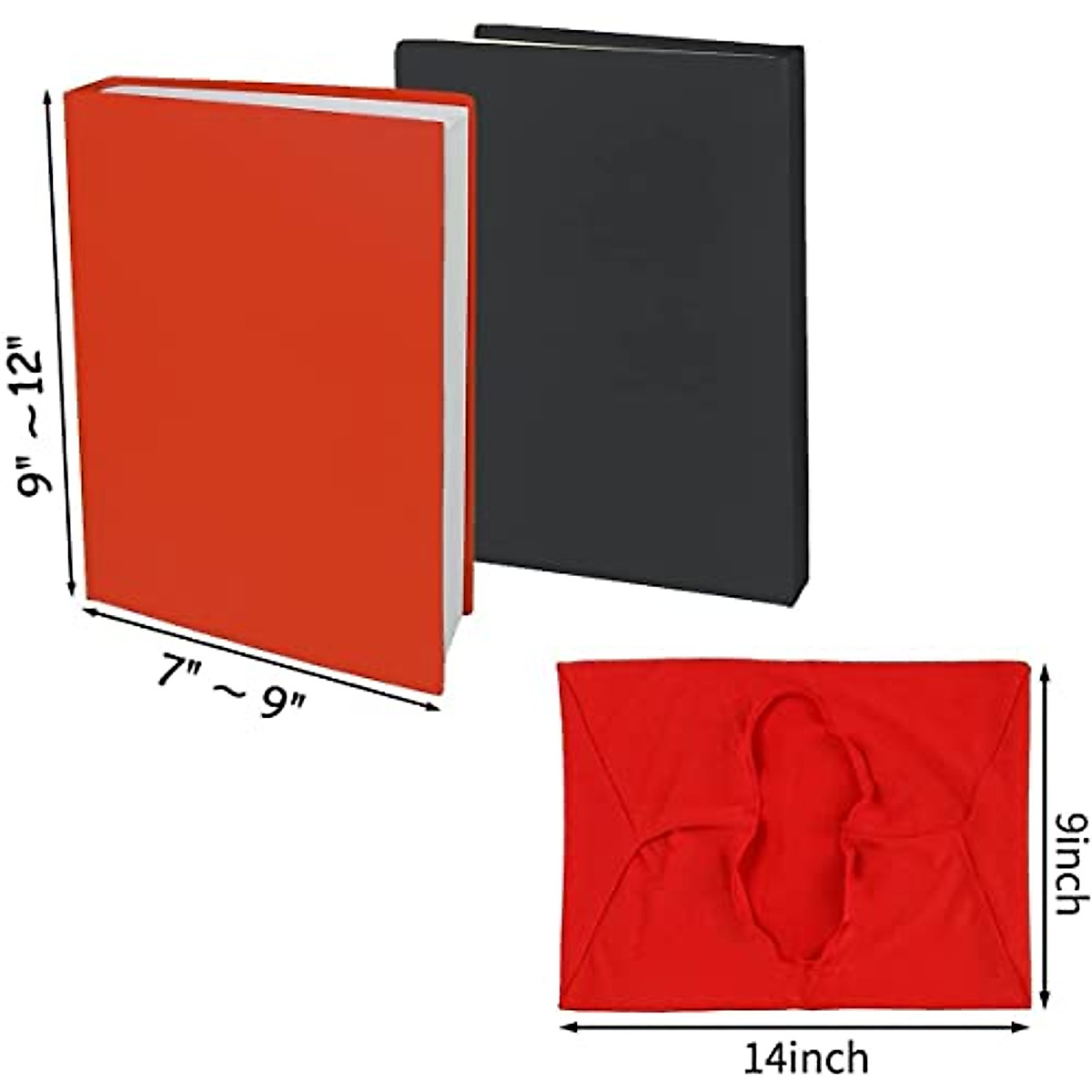 2 Pack Stretchable Book Sleeve Covers, for Paperbacks Hardcover Textbooks up to 9" x 12", Office Supplies with Free Sticker Labels (2 Pack, Black)