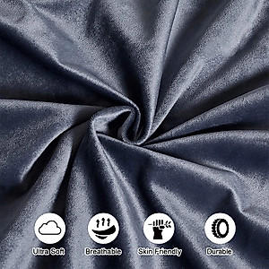 David's Home Velvet Duvet Cover Set King, Soft and Luxurious Flannel Comforter Cover 3PCS with Corner Ties, Button Closure, 106” x 92”, Greyish Blue, No Insert