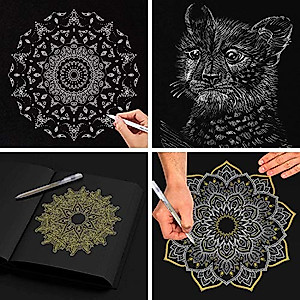 Ohuhu 20 Packs Gold Silver White Gel Ink Pen 10 Colors Fine Point White Pens for Highlighting on Markers Colored Pencils Watercolor Paintings Black Paper Drawing Coloring Adult Kids Artists