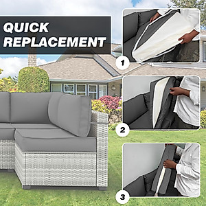 Snubbull 14 Pcs Outdoor Cushion Slipcovers Outdoor Patio Cushion Covers Replacement Waterproof with Zipper for Outdoor Furniture, Patio Sofa Couch 3 Sizes, Covers Only