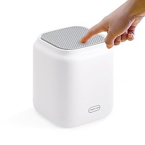 ABEETE Mini Countertop Trash Can with Press Top Lid, 0.66 Gal Small Garbage Can Pop-Up for Desk, 2.5L Tiny Wastebasket Cute Dog Proof Trash Bin for Baby Bedroom, Bathroom Vanity Top, RV-White