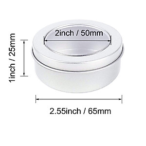 Abgream Metal Tin Cans - 2 Ounce Round Empty Containers with Clear Top for Cosmetics Crafts Food Storage Party Favors (30)