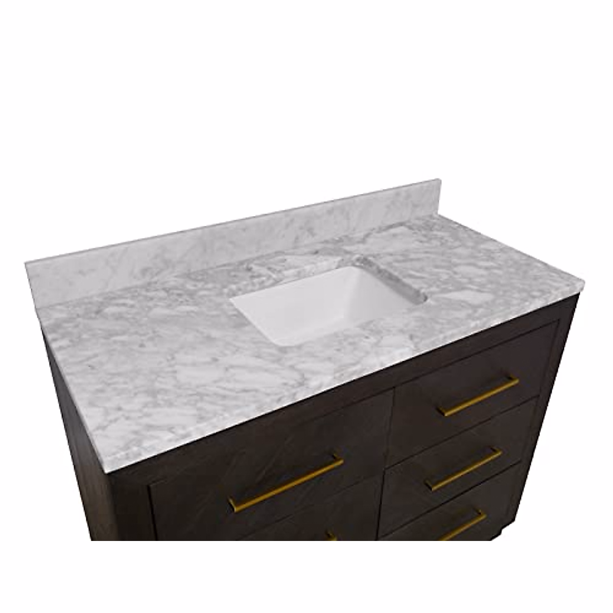 Avery 48-inch Bathroom Vanity (Carrara/Dark Oak): Includes Dark Oak Cabinet with Stunning Carrara Marble Countertop and White Ceramic Sink