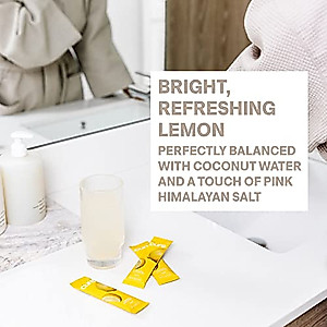 Cure Hydrating Plant Based Electrolyte Mix | FSA & HSA Eligible | Powder for Dehydration Relief | Made with Coconut Water | Non-GMO | No Added Sugar | Vegan | Paleo | Pouch of 14 Packets - Lemonade