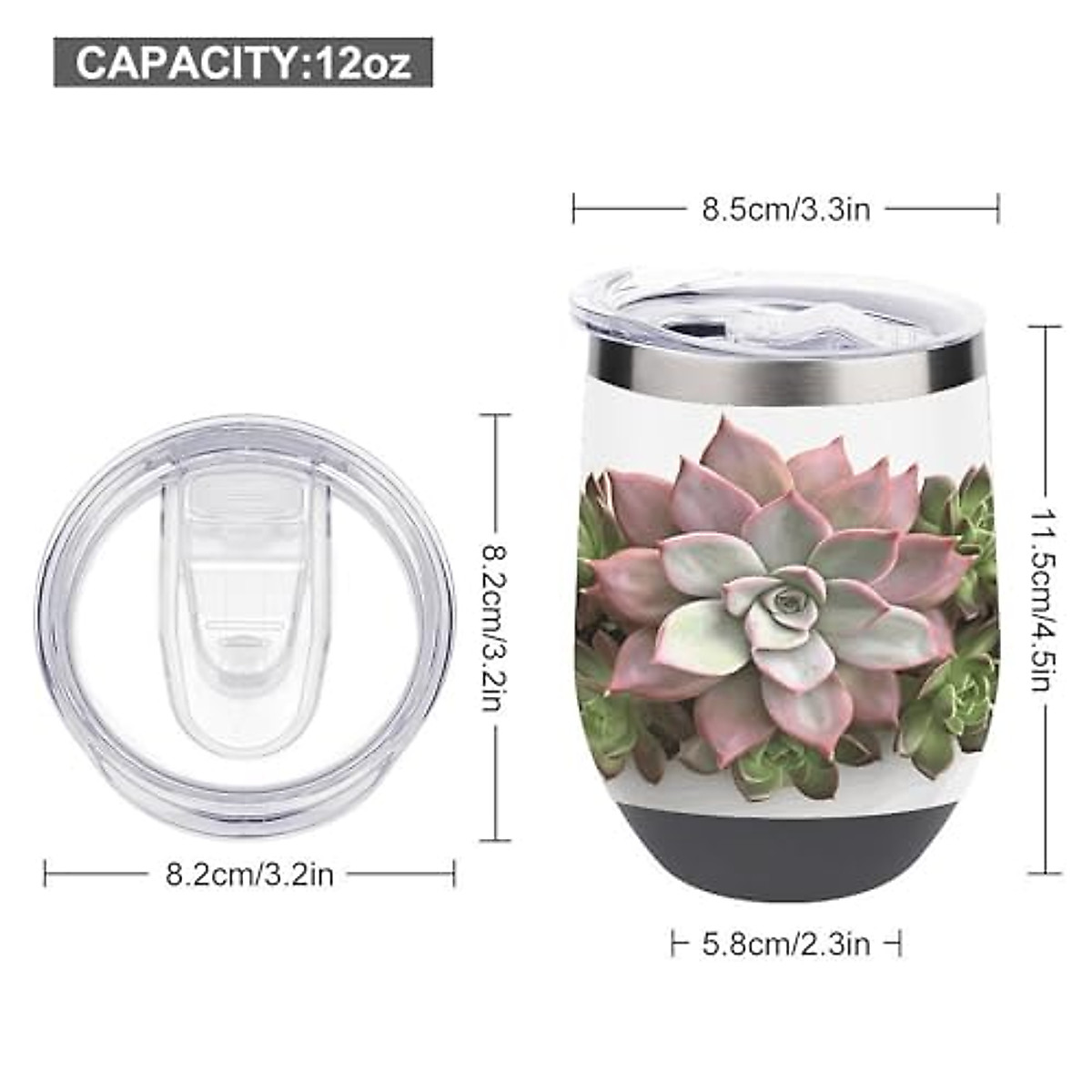 WYUSPGK 304 Stainless Steel Insulated Cup, Succulent Botanical Print Smooth Rim, Durable & Reusable - Perfect for Office, Home, And Travel