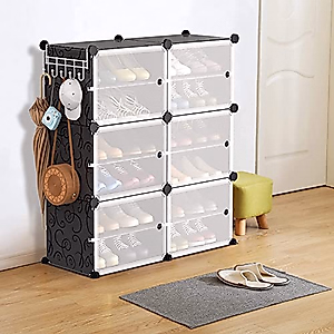 VTRIN Shoe Rack Organizer DIY 24 Pair Tower Shoe Storage Cabinet for Boots Slippers Closet Organizers and Storage with Doors for Entryway