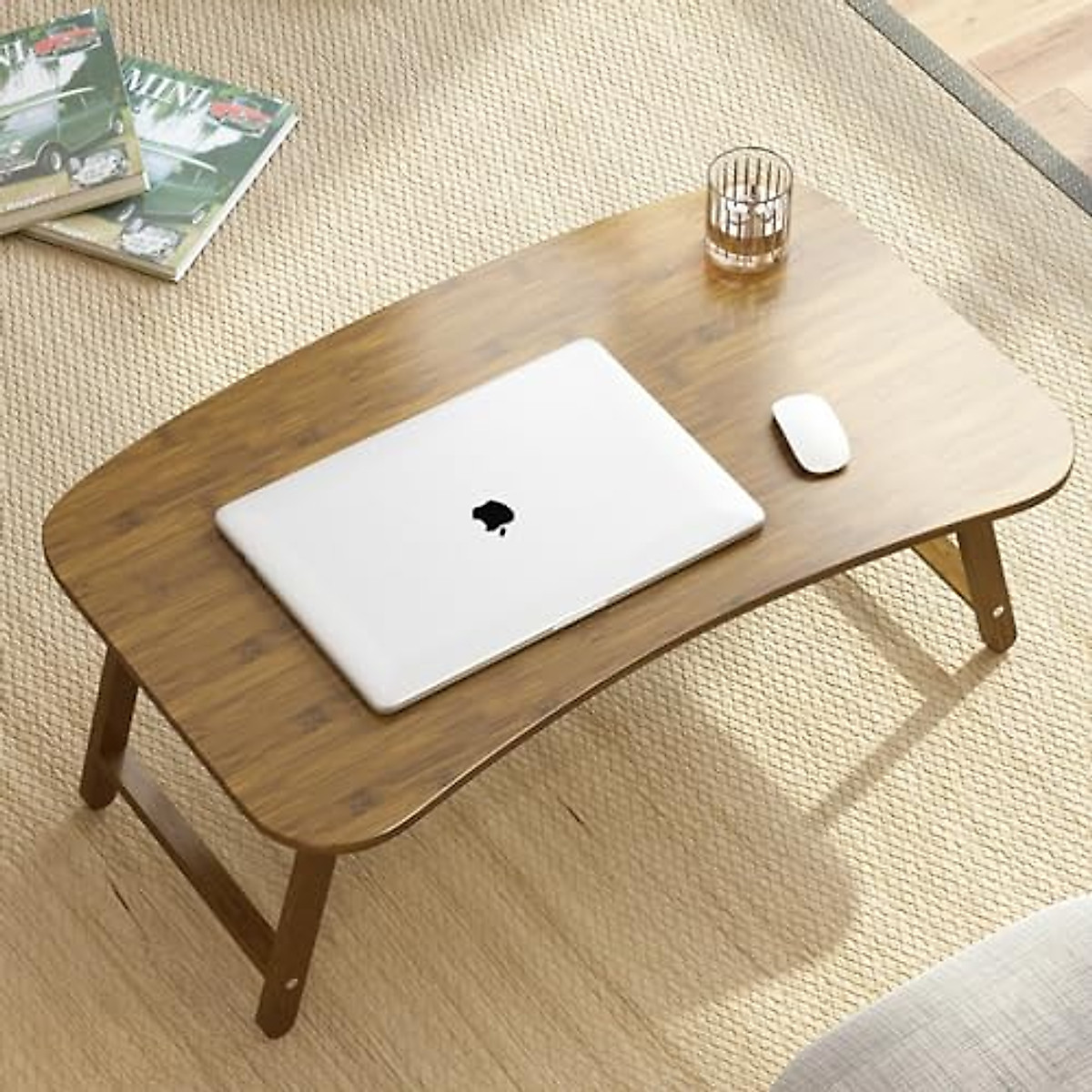 SanzIa Foldable Bamboo Coffee Table, Japanese Tatami Low Table, Portable Bay Window Table, Living Room Tea Table, No Assembly Required (Color : A, Size : 57 * 44 * 23cm)