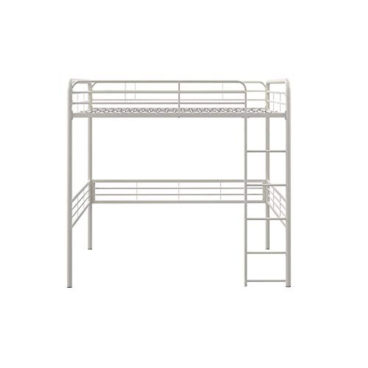 DHP Full Metal Loft Bed with Ladder Space-Saving Design, White