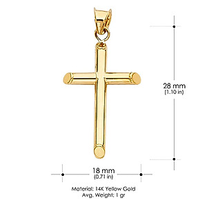 14K Yellow Gold Classic Cross Pendant with 1.9mm Figaro 3+1 Chain Chain Necklace - 20"