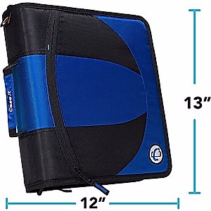 Case-it The Dual 2-in-1 Zipper Binder - Two 1.5 Inch D-Rings - Includes Pencil Pouch - Multiple Pockets - 600 Sheet Capacity - Comes with Shoulder Strap - Mint Blue Dual-101