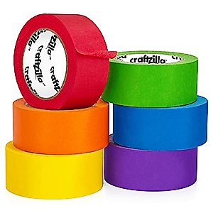 Craftzilla Colored Masking Tape – 6 Roll Multi Pack – 180 Feet x 1 Inch of Colorful Craft Tape – Vibrant Rainbow Colored Painters Tape – Great for Arts & Crafts, Labeling and Color-Coding
