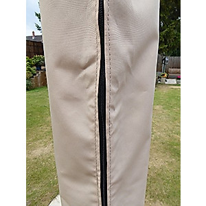 UK-Gardens Waterproof Umbrella Cover and Rotary Washing Line Cover for 3 Meter or 2.7 Meter Parasols - Water Proof Garden Furniture Cover (Beige)