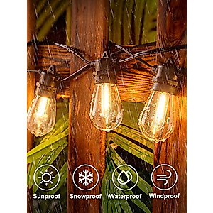 addlon 50FT LED Outdoor String Lights with Edison Shatterproof Bulbs, Weatherproof Strand, Commercial Grade Patio Lights, Decorative for Garden or Patio, Black
